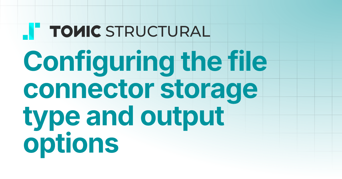 Configuring the file connector storage type and output options | Tonic Structural