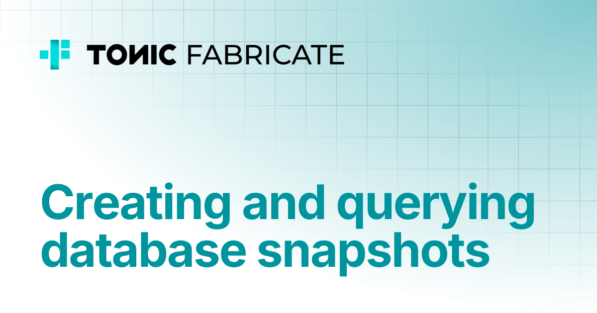 Creating and querying database snapshots | Tonic Fabricate