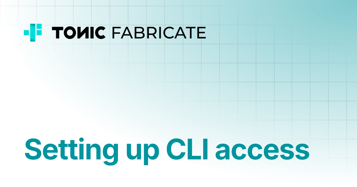Setting up CLI access | Tonic Fabricate