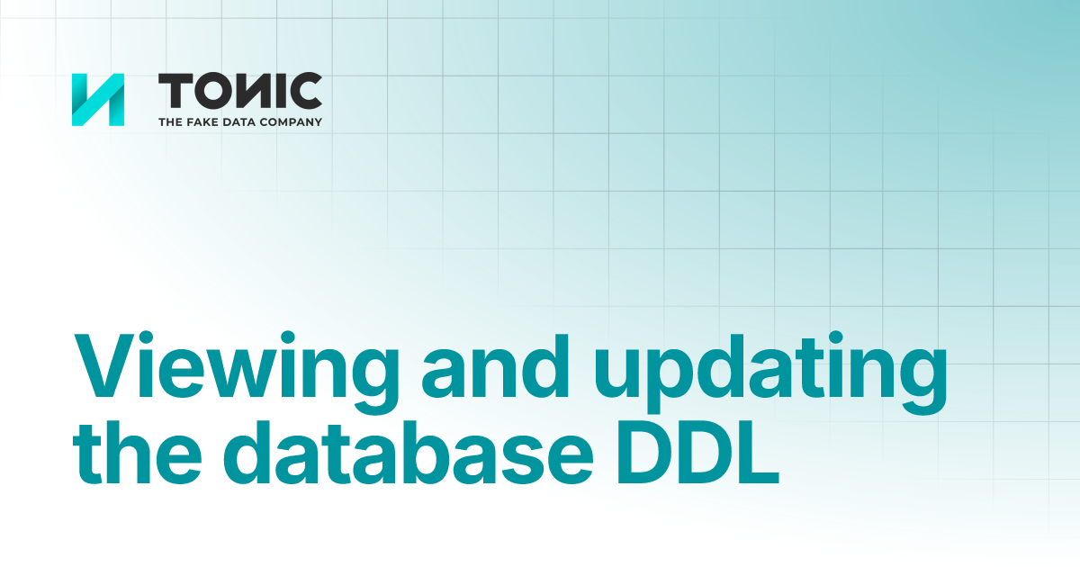 Viewing and updating the database DDL | Tonic Fabricate