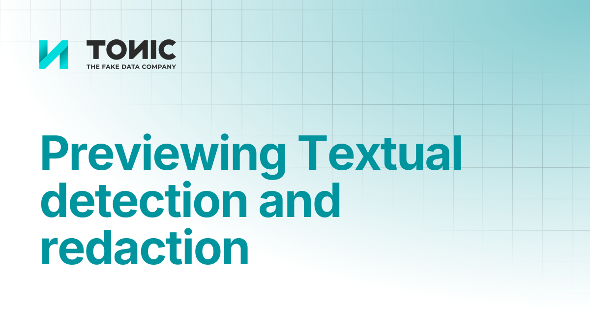 Previewing Textual detection and redaction | Tonic Textual | Tonic.ai ...