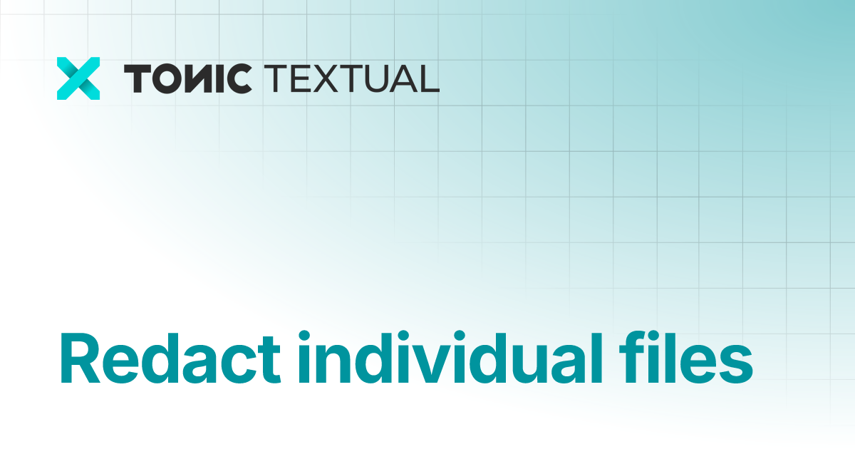 Redact individual files | Tonic Textual